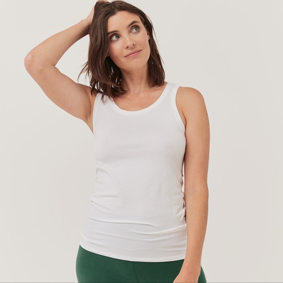 Pact | Tops | Brand New Pact Cool Stetch Fitted Tank Xs White | Poshmark